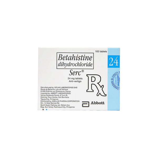 SERC Betahistine Hydrochloride 24mg Tablet 100's price in the ...